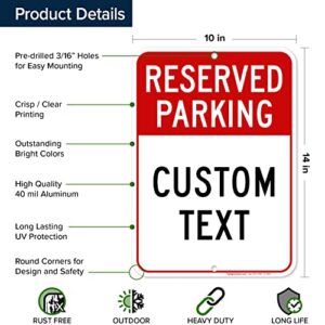 Reserved Parking Sign, Custom Parking Signs for Business, 10x14 Inches, Rust Free .040 Aluminum, Fade Resistant, Made in USA by My Sign Center (Post Holes)