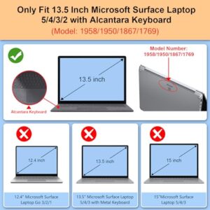 Fintie Protective Case for 13.5 Inch Microsoft Surface Laptop 5/4/3/2 with Alcantara Keyboard (Model: 1958/1950/1867/1769) - Slim Snap On Hard Shell Cover, Crystal Clear