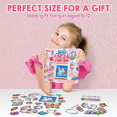 Gem Art, Kids Diamond Painting Kit with Big 5D Gem, Arts and Crafts for Girls Ages 4-12, Gem Craft Activities Kits, Premium Diamond Art Gift Ideas for Girls Crafts Ages 4, 5, 6, 7, 8, 9, 10, 11, 12