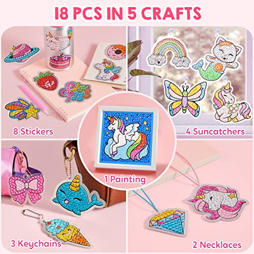 Gem Art, Kids Diamond Painting Kit with Big 5D Gem, Arts and Crafts for Girls Ages 4-12, Gem Craft Activities Kits, Premium Diamond Art Gift Ideas for Girls Crafts Ages 4, 5, 6, 7, 8, 9, 10, 11, 12