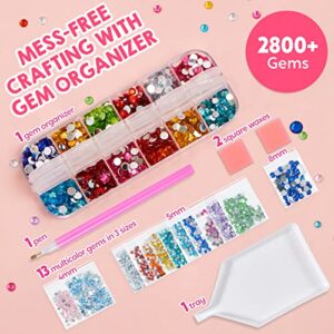 Gem Art, Kids Diamond Painting Kit with Big 5D Gem, Arts and Crafts for Girls Ages 4-12, Gem Craft Activities Kits, Premium Diamond Art Gift Ideas for Girls Crafts Ages 4, 5, 6, 7, 8, 9, 10, 11, 12