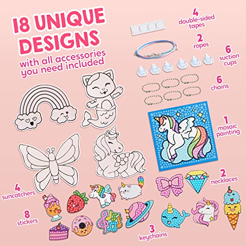 Gem Art, Kids Diamond Painting Kit with Big 5D Gem, Arts and Crafts for Girls Ages 4-12, Gem Craft Activities Kits, Premium Diamond Art Gift Ideas for Girls Crafts Ages 4, 5, 6, 7, 8, 9, 10, 11, 12