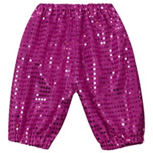 Loyan Girls Shiny Sequins Dance Short Athletic Cheer Tumbling Bottoms Gymnastics Sports Short Sparkle Glitter Hot Pants Hot Pink 2-3 Years