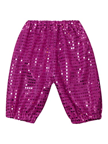 Loyan Girls Shiny Sequins Dance Short Athletic Cheer Tumbling Bottoms Gymnastics Sports Short Sparkle Glitter Hot Pants Hot Pink 2-3 Years