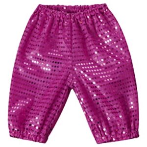 Loyan Girls Shiny Sequins Dance Short Athletic Cheer Tumbling Bottoms Gymnastics Sports Short Sparkle Glitter Hot Pants Hot Pink 2-3 Years