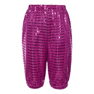 Loyan Girls Shiny Sequins Dance Short Athletic Cheer Tumbling Bottoms Gymnastics Sports Short Sparkle Glitter Hot Pants Hot Pink 2-3 Years