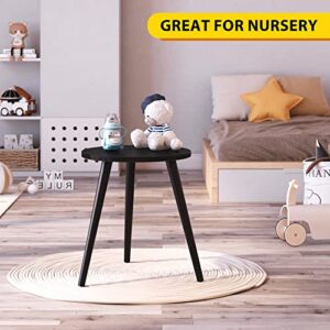 Round Side Table, Small Round Wood End Table Accent Table for Living Room Bedroom Small Spaces, Modern Home Decor Round Night Stand Slim Bedside Tables, Easy to Assemble, Black