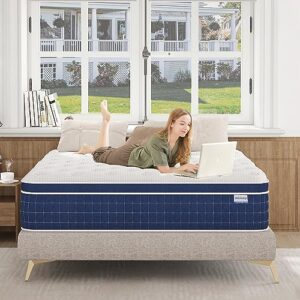 EEN EEN SLEEP Full Mattress, 12 Inch Hybrid Mattress in A Box, Full Size Mattresses Made of Foam and Individual Pocketed Springs, Strong Edge Support, Pressure Relief, Cool Breathable, Medium Firm