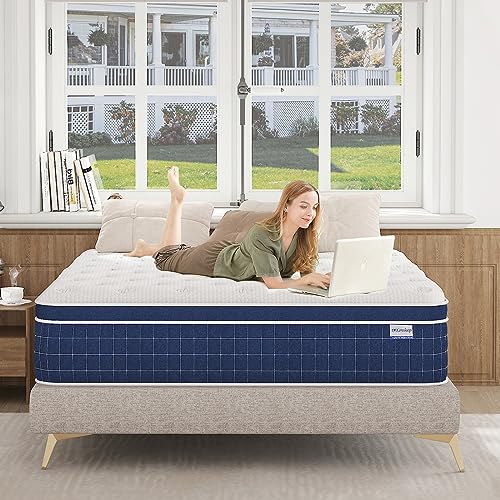 EEN EEN SLEEP Full Mattress, 12 Inch Hybrid Mattress in A Box, Full Size Mattresses Made of Foam and Individual Pocketed Springs, Strong Edge Support, Pressure Relief, Cool Breathable, Medium Firm