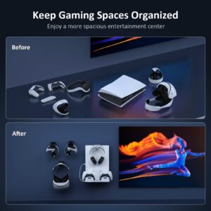 NexiGo PS5 and PSVR2 Wall Mount Kit with Charging Station, Controller Holder, and Headphone Hanger - Metal Wall Hanging Charger Stand for Playstation 5 Console (Disc & Digital)