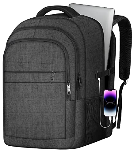 Yamdeg Extra Large Travel Backpack, Large Carry On Backpack, 17.3 Inch Laptop Backpack For Computer Business Travel With USB Port, TSA Airline Approved Waterproof Travel Daypack For Men, Black