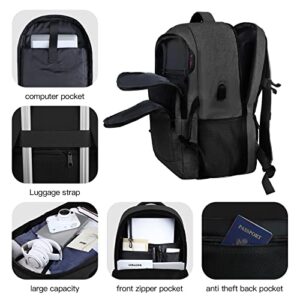 Yamdeg Extra Large Travel Backpack, Large Carry On Backpack, 17.3 Inch Laptop Backpack For Computer Business Travel With USB Port, TSA Airline Approved Waterproof Travel Daypack For Men, Black