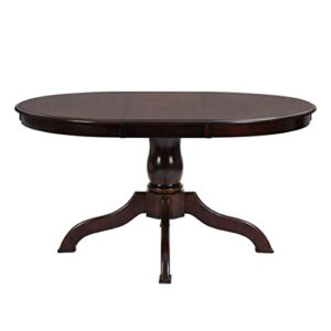 Oval Solid Wood Dining Table Extendable Brown Farmhouse MDF Finish Leaf Extension