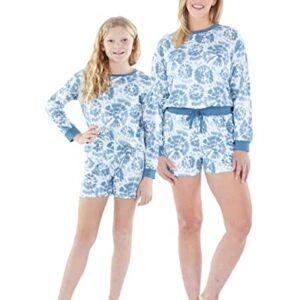 Our Family Pjs Mommy and Me Matching Blue Tie Dye Pajama Shorts Set, Blue and White Tie Dye, X-Large, Women's (Pj Set)