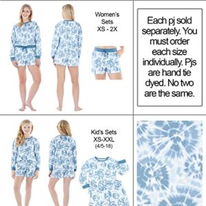 Our Family Pjs Mommy and Me Matching Blue Tie Dye Pajama Shorts Set, Blue and White Tie Dye, X-Large, Women's (Pj Set)