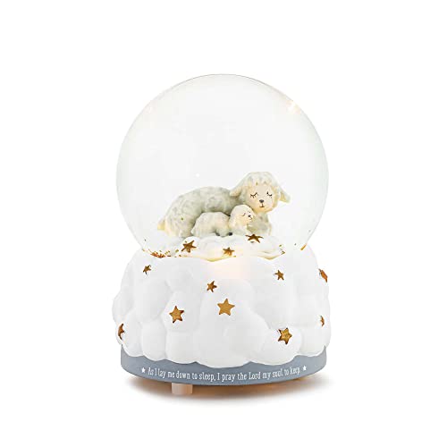 DEMDACO Lay Me Down to Sleep White and Grey 5.5 Inch Illuminated Musical Water Globe Plays Jesus Loves Me