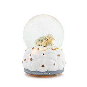 DEMDACO Lay Me Down to Sleep White and Grey 5.5 Inch Illuminated Musical Water Globe Plays Jesus Loves Me