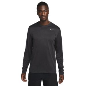 nike men's drifit reset legend long sleeve tee, dark gray gray, x-large