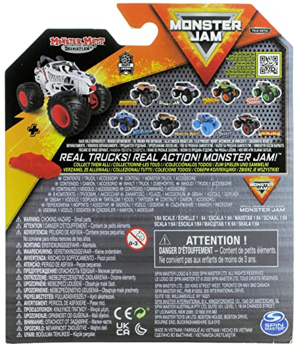 Monster Jam 2022 Spin Master 1:64 Diecast Truck with Bonus Accessory: Ruff Crowd Monster Mutt Dalmatian