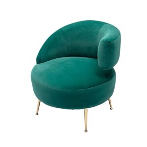 Homtique Modern Velvet Accent Chair, Single Sofa Barrel Chair with Gold Legs Comfy Upholstered Leisure Chair Curved Back Armchair Side Chair for Living Room, Bedroom (Emerald, Right)