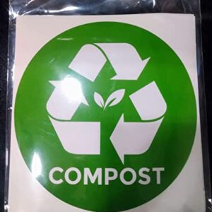 Compost Bin Vinyl Stickers for Kitchen and Outdoor Bins 5in 5 Pack Premium Self Adhesive Vinyl Labels Weatherproof UV Resistant Compost Stickers