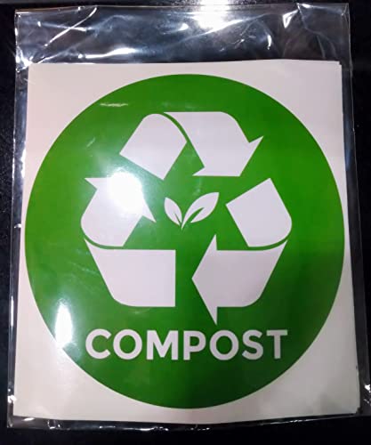 Compost Bin Vinyl Stickers for Kitchen and Outdoor Bins 5in 5 Pack Premium Self Adhesive Vinyl Labels Weatherproof UV Resistant Compost Stickers