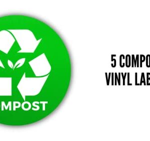 Compost Bin Vinyl Stickers for Kitchen and Outdoor Bins 5in 5 Pack Premium Self Adhesive Vinyl Labels Weatherproof UV Resistant Compost Stickers