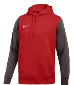 nike mens pullover fleece hoodie (as1, alpha, s, regular, regular, university red/charcoal heather/white)