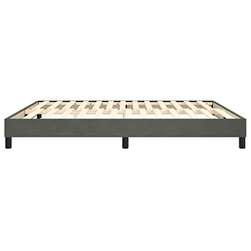 Kagoono Velvet Box Spring Bed Frame with Plywood Slats Support, 9.8-Inch Mattress Foundation, Easy Assembly, Mattress not Included, Dark Gray, California King