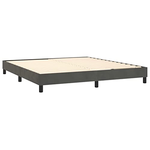 Kagoono Velvet Box Spring Bed Frame with Plywood Slats Support, 9.8-Inch Mattress Foundation, Easy Assembly, Mattress not Included, Dark Gray, California King