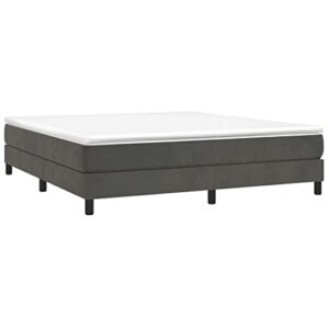 Kagoono Velvet Box Spring Bed Frame with Plywood Slats Support, 9.8-Inch Mattress Foundation, Easy Assembly, Mattress not Included, Dark Gray, California King