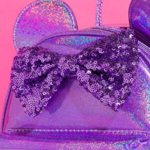 Loungefly Disney Minnie Mouse Glitter Sparkle Womens Double Strap Shoulder Bag Purse (Purple)