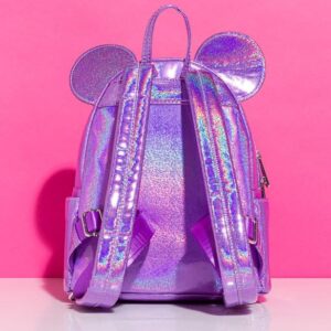 Loungefly Disney Minnie Mouse Glitter Sparkle Womens Double Strap Shoulder Bag Purse (Purple)