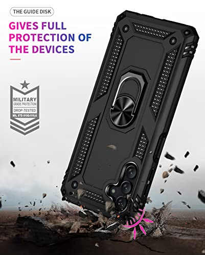 Anvzle for Samsung Galaxy A04 Case with [2 Pack] Tempered Glass Screen Protector, Galaxy A04S Case Dual Layer Protective Heavy Duty [Military-Grade] Full-Body Shockproof Phone Cover (Black)