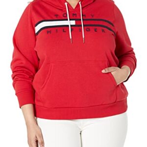 Tommy Hilfiger Women's Plus Casual Soft Long Sleeve Hoodie, Scarlet