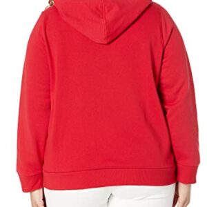 Tommy Hilfiger Women's Plus Casual Soft Long Sleeve Hoodie, Scarlet