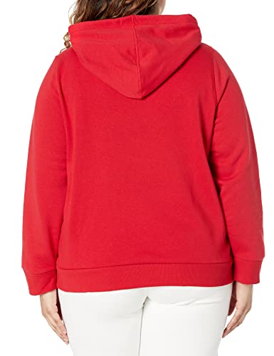 Tommy Hilfiger Women's Plus Casual Soft Long Sleeve Hoodie, Scarlet