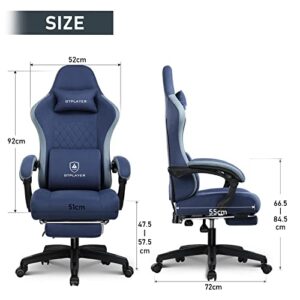 GTPLAYER Gaming Chair with Footrest Fabric Office Chair with Pocket Spring Cushion and Linkage Armrests, High Back Ergonomic Computer Chair with Lumbar Support Task Chair Black