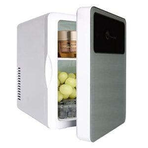 favorcool mini fridge 8l, makeup skincare fridge 110v ac/ 12v dc portable small refrigerator cooler warmer for skin care, cosmetics, beverage, desktop accessory for home office dorm travel