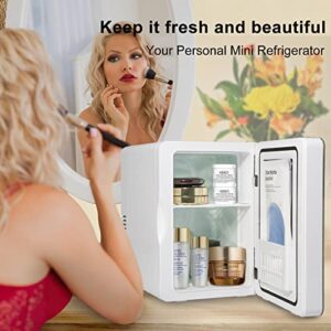 FavorCOOL Mini Fridge 8L, Makeup Skincare Fridge 110V AC/ 12V DC Portable Small Refrigerator Cooler Warmer for Skin Care, Cosmetics, Beverage, Desktop Accessory for Home Office Dorm Travel