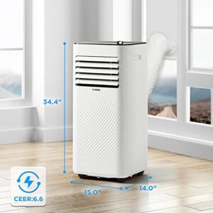 TURBRO Finnmark 10,000 BTU Portable Air Conditioner, Dehumidifier and Fan, 3-in-1 Floor AC Unit for Rooms up to 400 Sq Ft, Sleep Mode, Timer, Remote Included (6,000 BTU SACC)