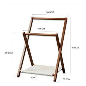 N/A Solid Wood Floor Clothes Rack Storage Rack Japanese-Style Multifunctional Household Indoor Bedside Folding Clothes Hanger