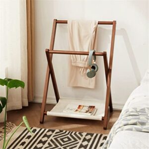 N/A Solid Wood Floor Clothes Rack Storage Rack Japanese-Style Multifunctional Household Indoor Bedside Folding Clothes Hanger