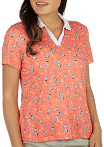 coral bay golf petite cocktails short sleeve polo top large petite coral multi