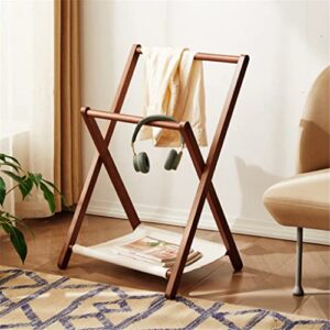 SLSFJLKJ Solid Wood Floor Clothes Rack Storage Rack Japanese-Style Multifunctional Household Indoor Bedside Folding Clothes Hanger