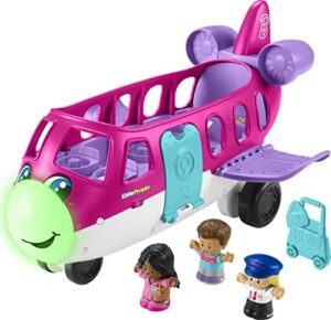 fisher-price little people barbie toddler toy little dream plane with lights music & figures for pretend play ages 18+ months