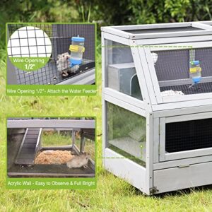 Guinea Pig Cages Anti-Chewing Hamster Cage 2 Story Large Platform Small Animal Cages with Chewing Toy, Food Bowl, Hideout and 2.36”Deeper Plastic Tray