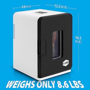 Koozam Mini Portable Compact Fridge and Warmer - For Desk home or travel Keep Your Drinks and Snacks Cosmetics and Skin Care Fresh Anywhere You Go - With Display Controller