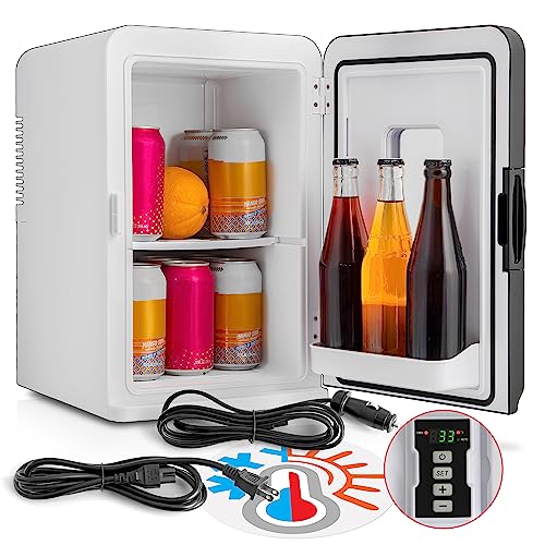 Koozam Mini Portable Compact Fridge and Warmer - For Desk home or travel Keep Your Drinks and Snacks Cosmetics and Skin Care Fresh Anywhere You Go - With Display Controller