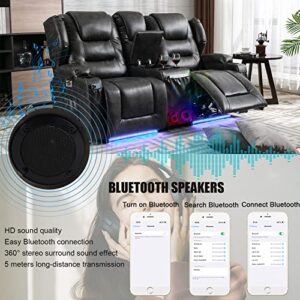 SAMERY Electric Home Theater Seating- Power Recline Chair Loveseat RV Sofa with Console, 67" Double Recliner 2-Seater RV Couch with Storage/USB Charging/Lighting/Cup Holders for Living Room